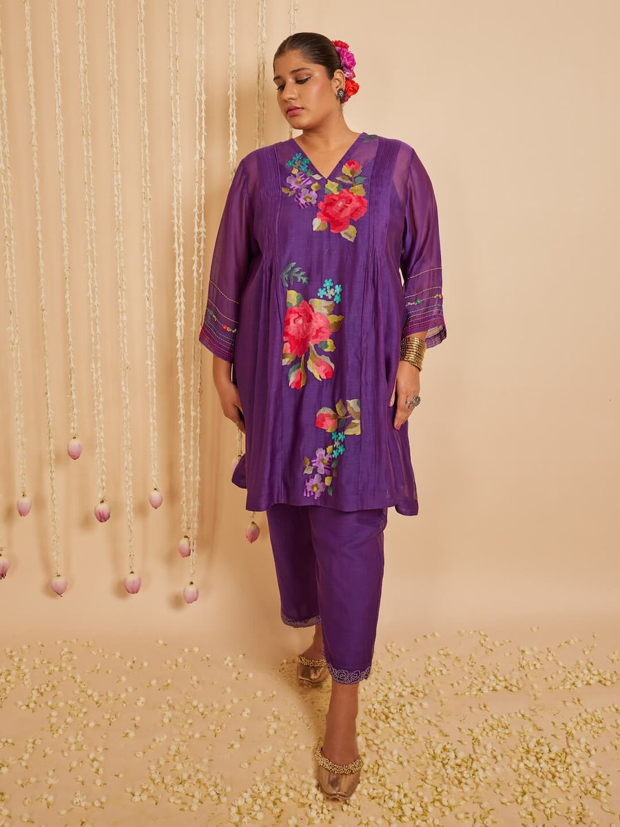 Bagh Emb V Neck Kurta + Emb Pants – Half Full Store