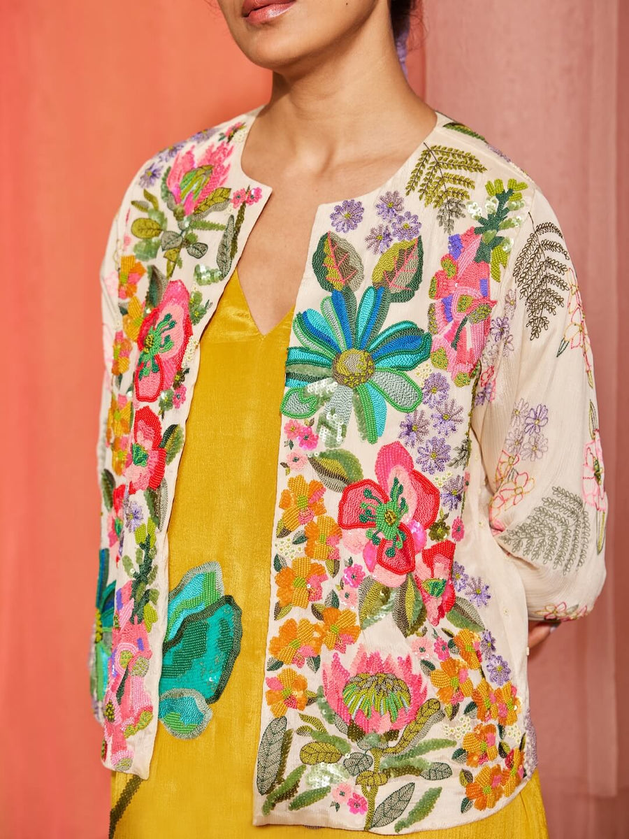 Floral Poster Bolero Jacket (White) – Half Full Store