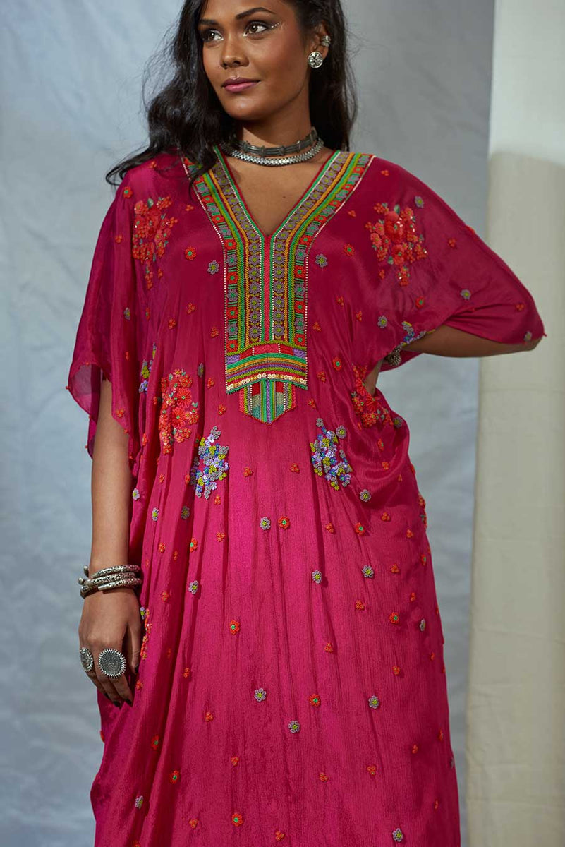 Garland Emb. Square Kaftan (Pink) – Half Full Store